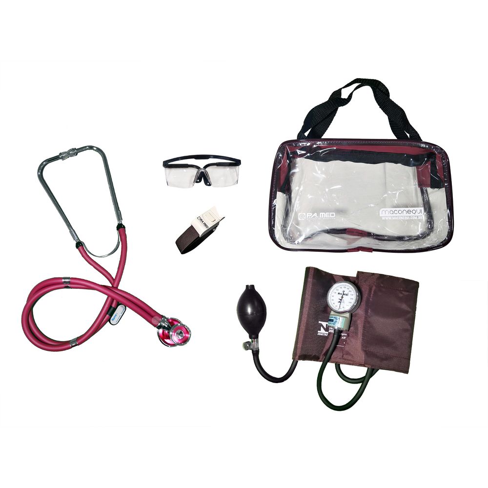 Kit Acadêmico Vinho com Bolsa Transparente P.A. MED KPA403 - Maconequi