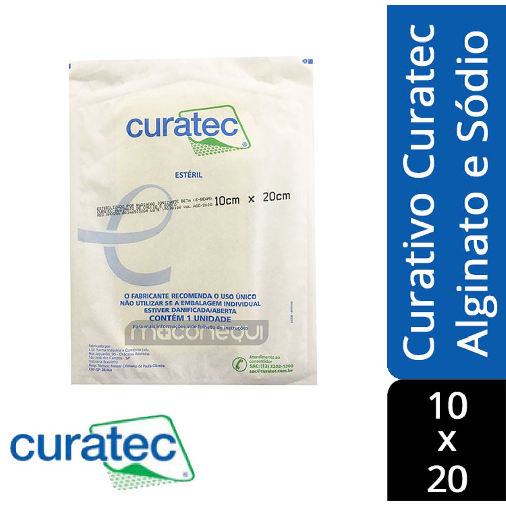 Curativo de Alginato de Cálcio e Sódio Curatec 10x20cm - Maconequi